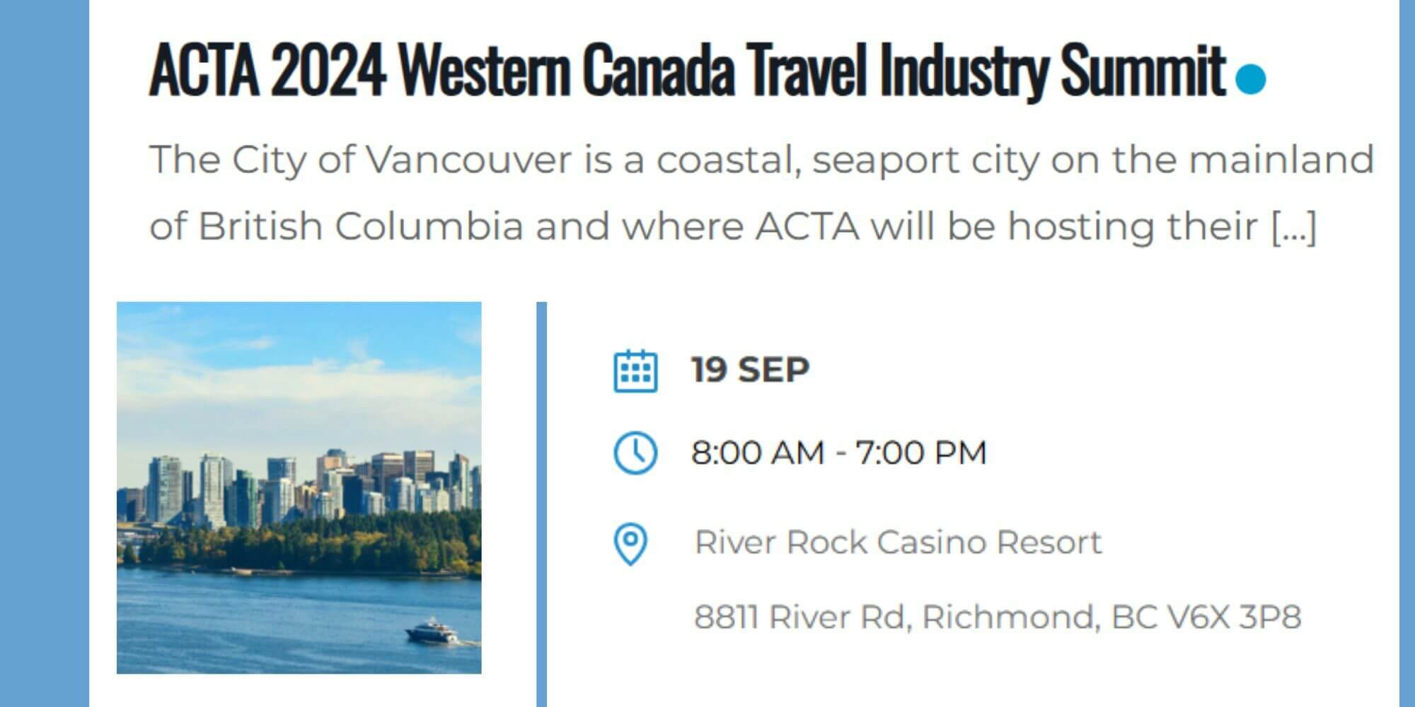 ACTA 2024 Western Canada Travel Industry Summit | Host Agency Reviews